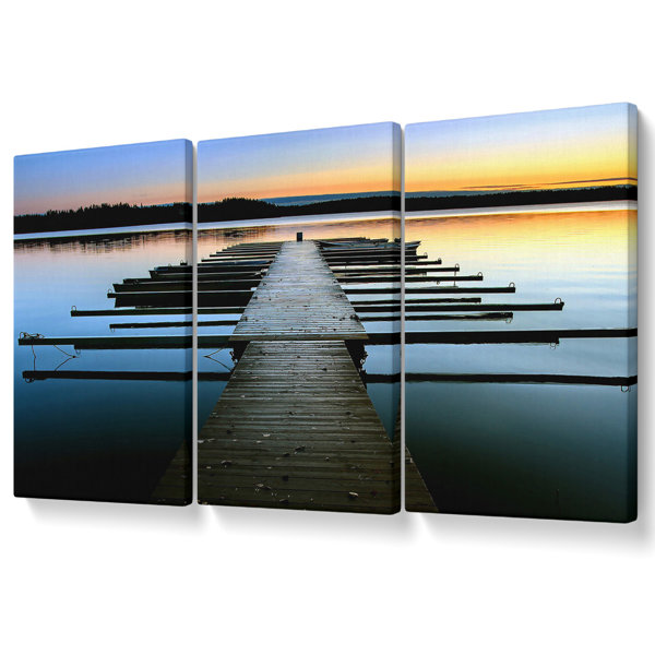 Union Rustic Boat Dock - 3 Piece Wrapped Canvas Print | Wayfair.co.uk