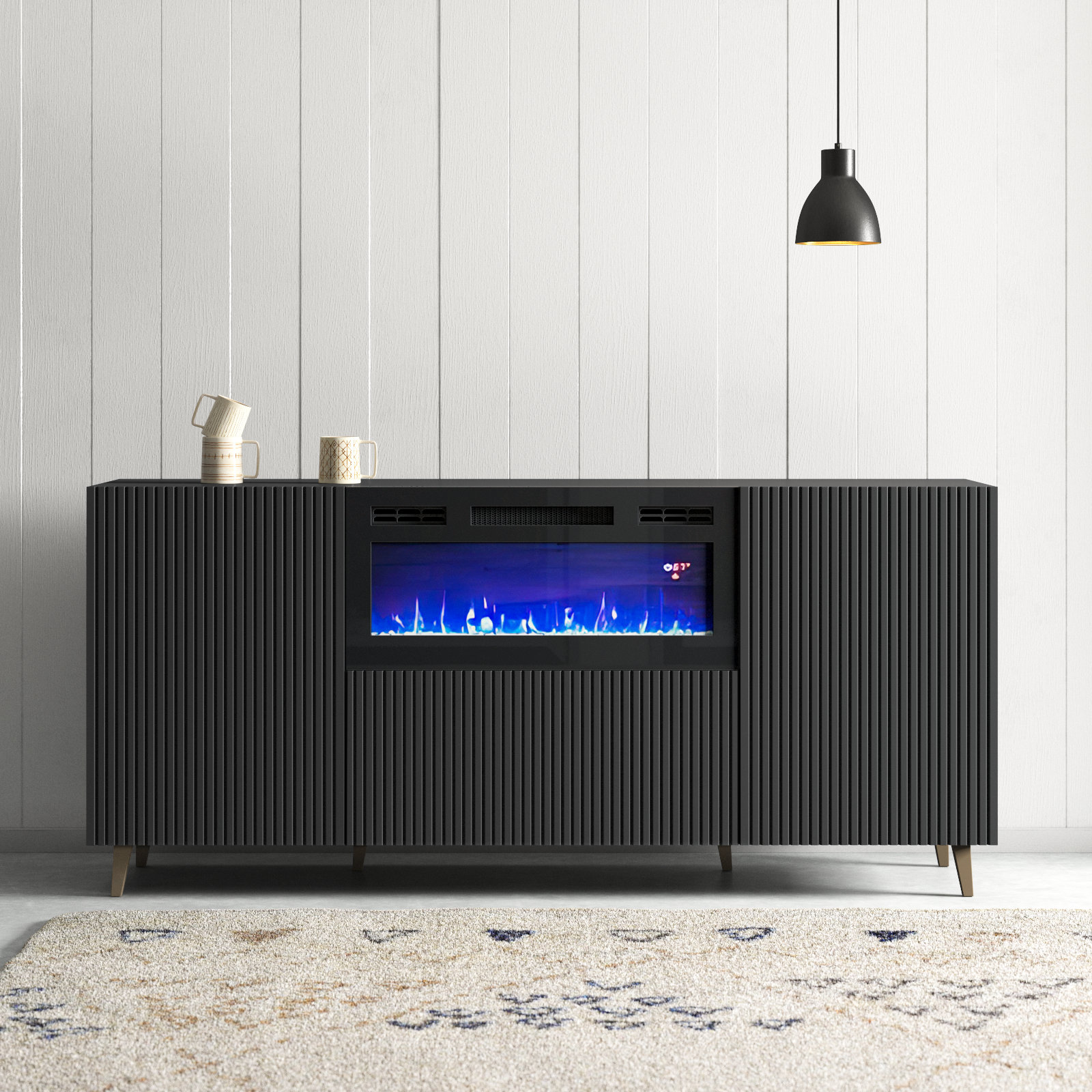 Wade Logan Aranxa WH-EF Electric Fireplace 71" Sideboard & Reviews ...