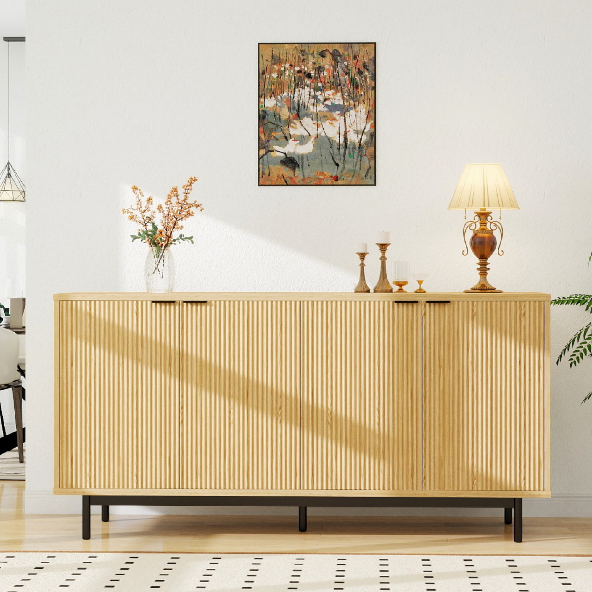 Ebern Designs 58" Modern Fluted Sideboard Buffet Cabinet With ...