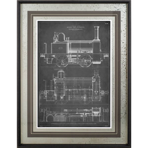 17 Stories Custom Locomotive Blueprint II (MC) - Single Picture Frame ...