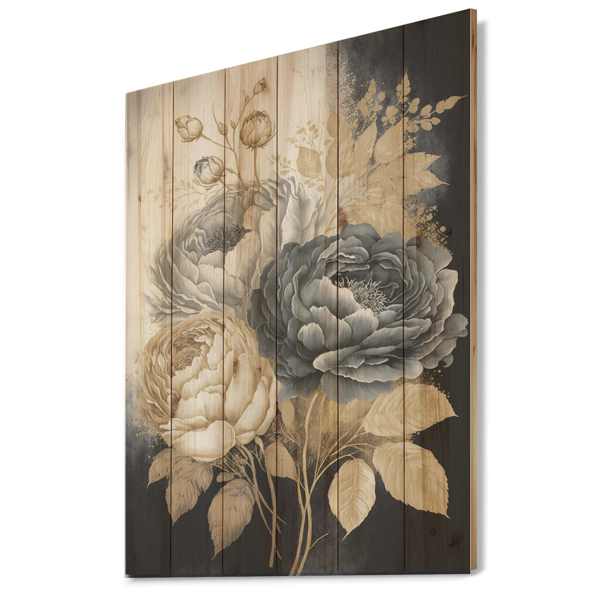 House of Hampton® Adeanna White, Gold And Black Rose Bouquet II ...