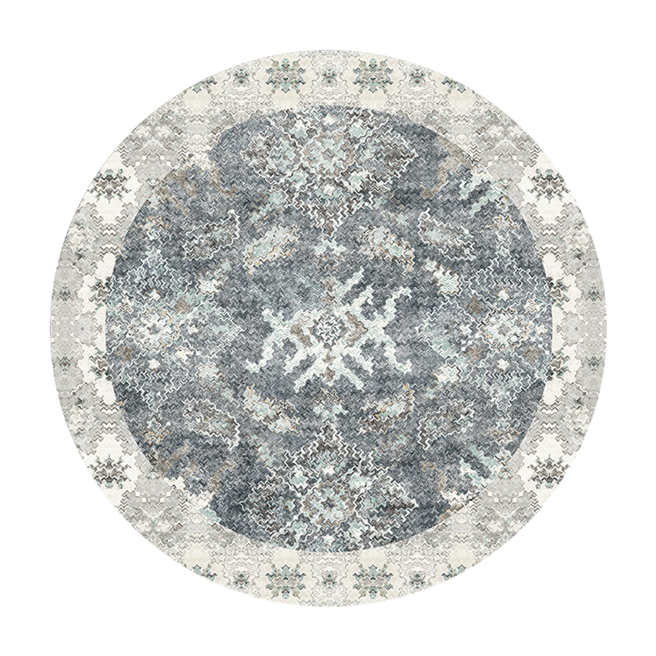 Bungalow Rose Vintage French Round Rug - Premium Coffee Table Rug For ...
