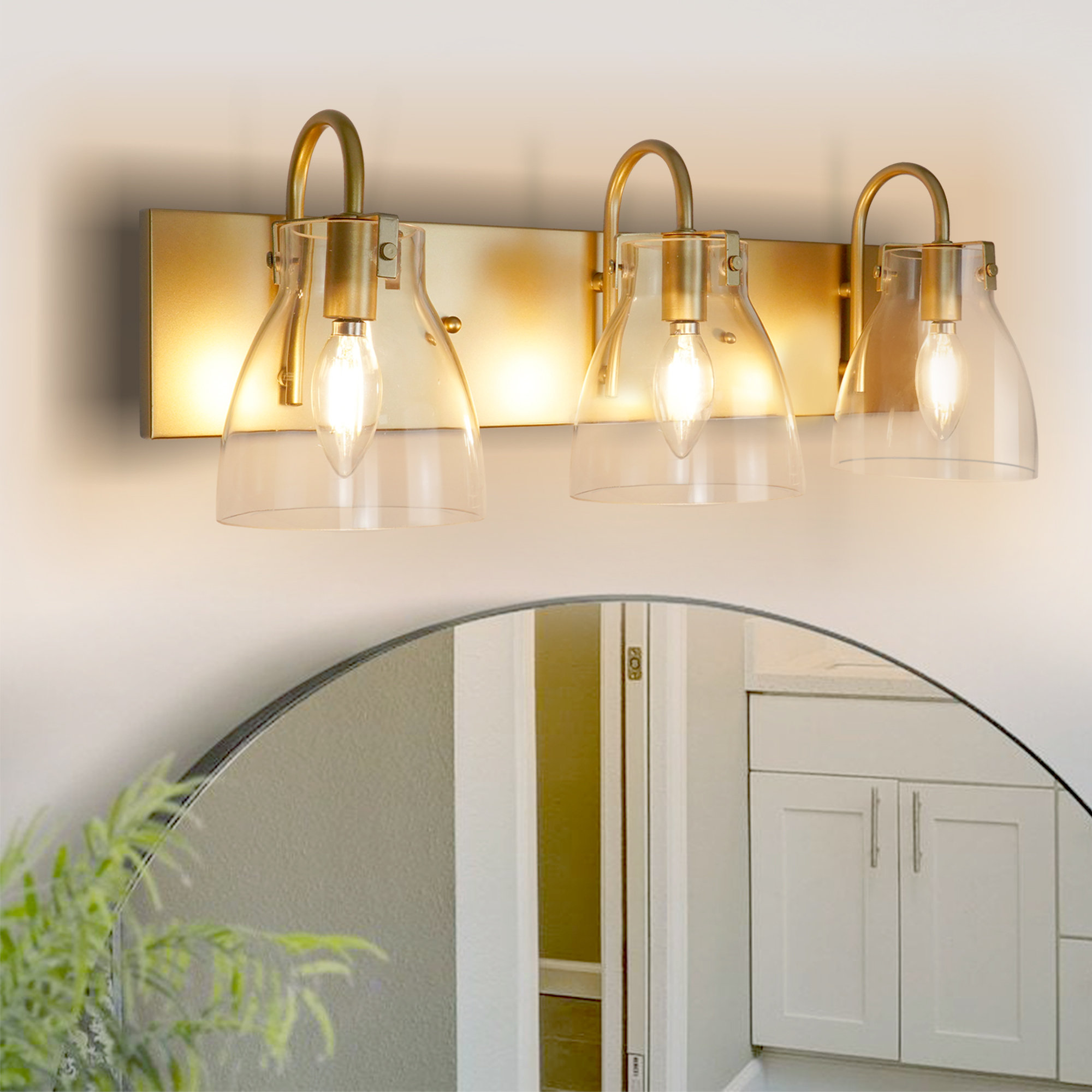 Everly Quinn Elbie 3 - Light Dimmable Vanity Light 21.8In Bathroom ...