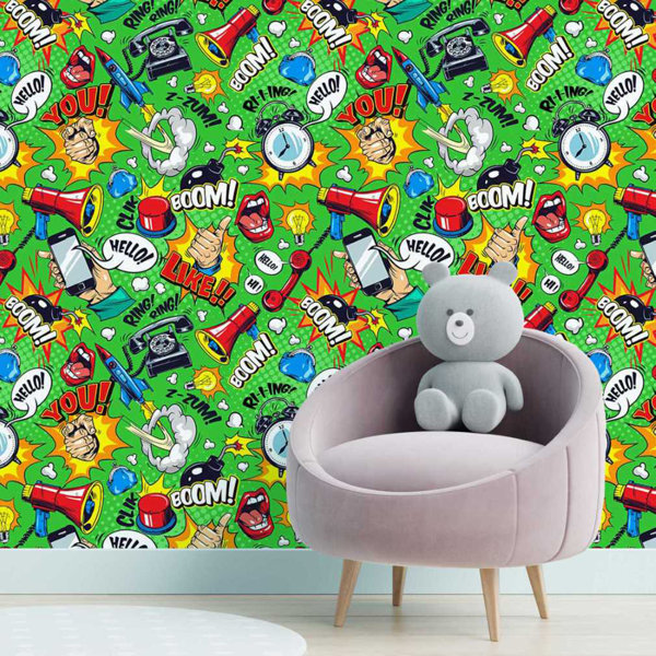 Trinx Pop Art Comics 96" L X 24" W Peel And Stick Wallpaper N05010 ...