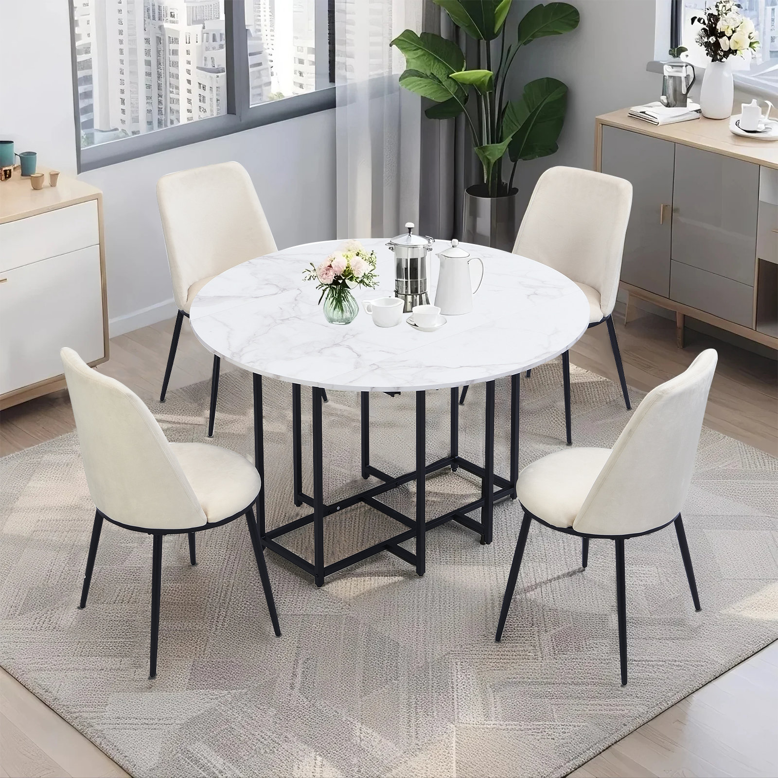 George Oliver 5-Piece Extendable Dining Table Set for Small Spaces ...