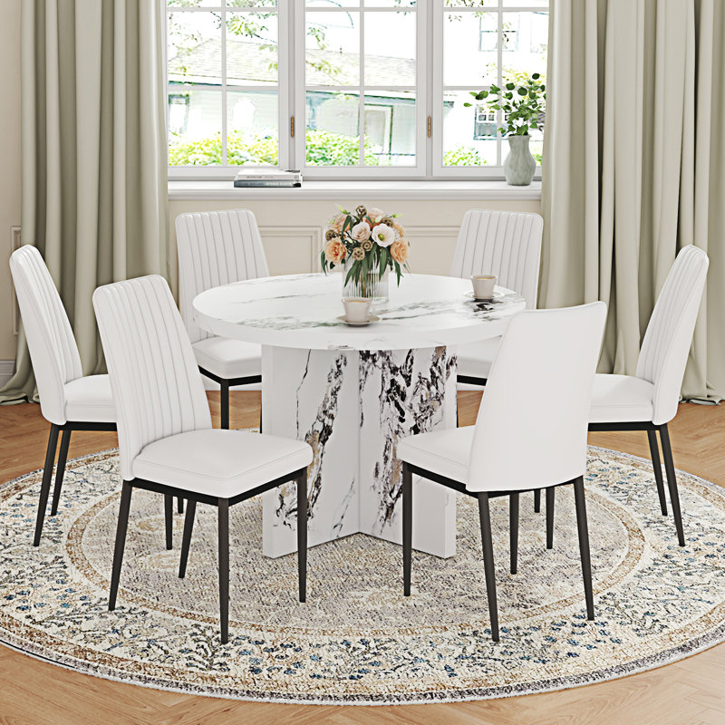 Ivy Bronx 7 Piece Round Dining Table Set | Wayfair