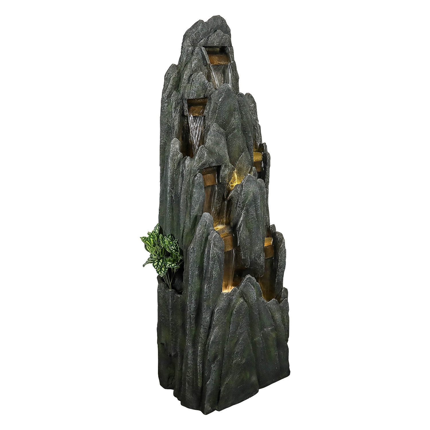 Union Rustic 51in H Outdoor Water Fountain - Cascading Rockery ...