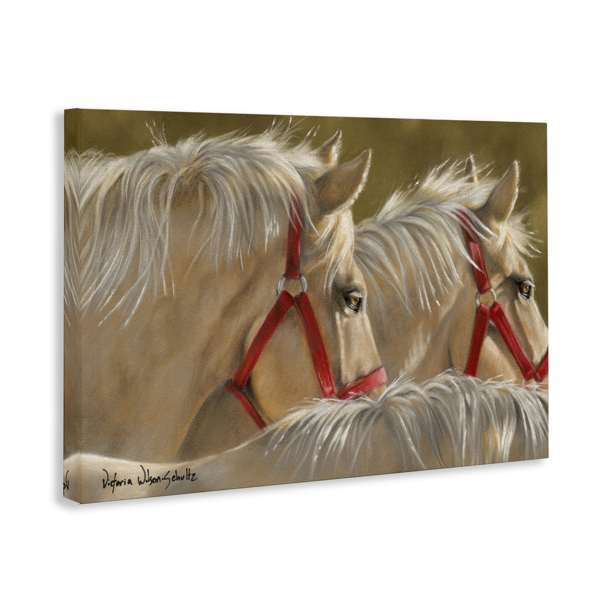 Union Rustic Horses with Red Bridles Canvas Wall Art by Victoria ...