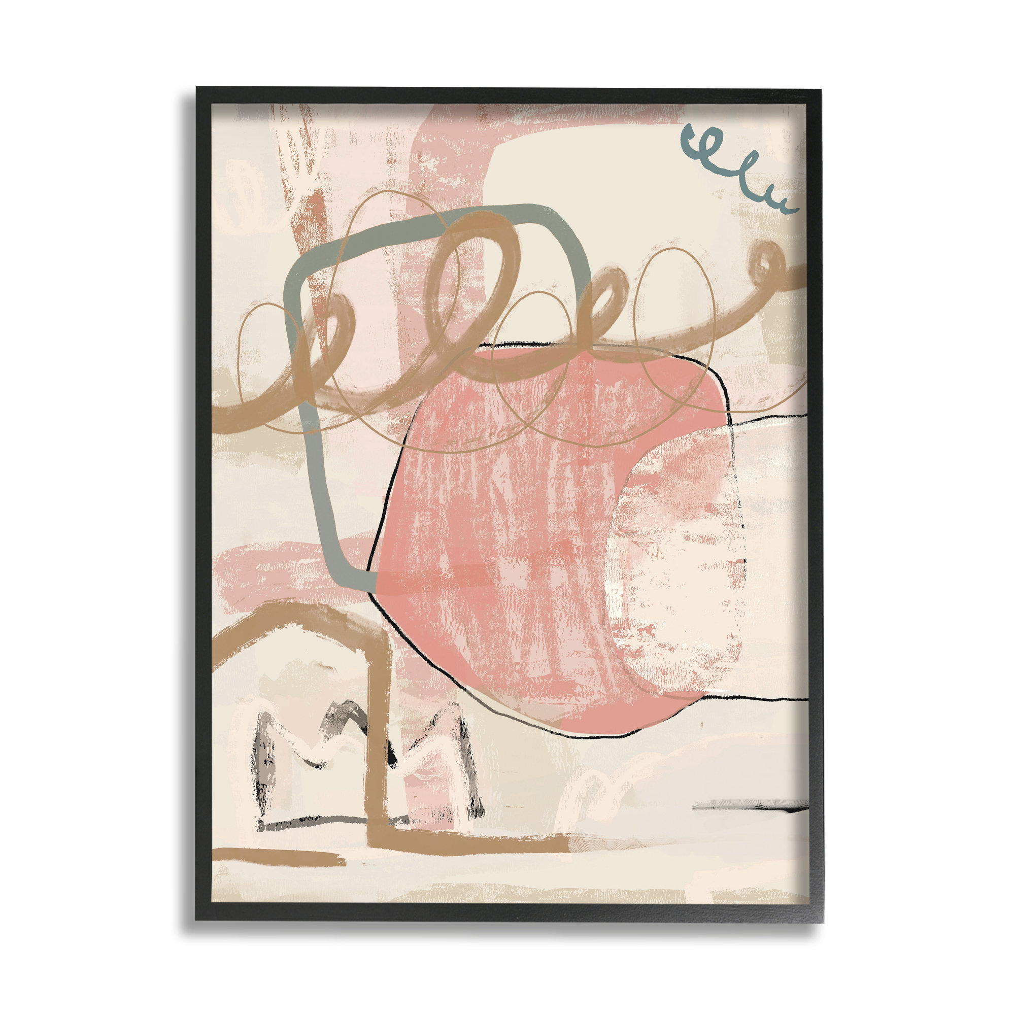 Stupell Industries Pink Squiggle Abstraction Framed On Wood Print | Wayfair