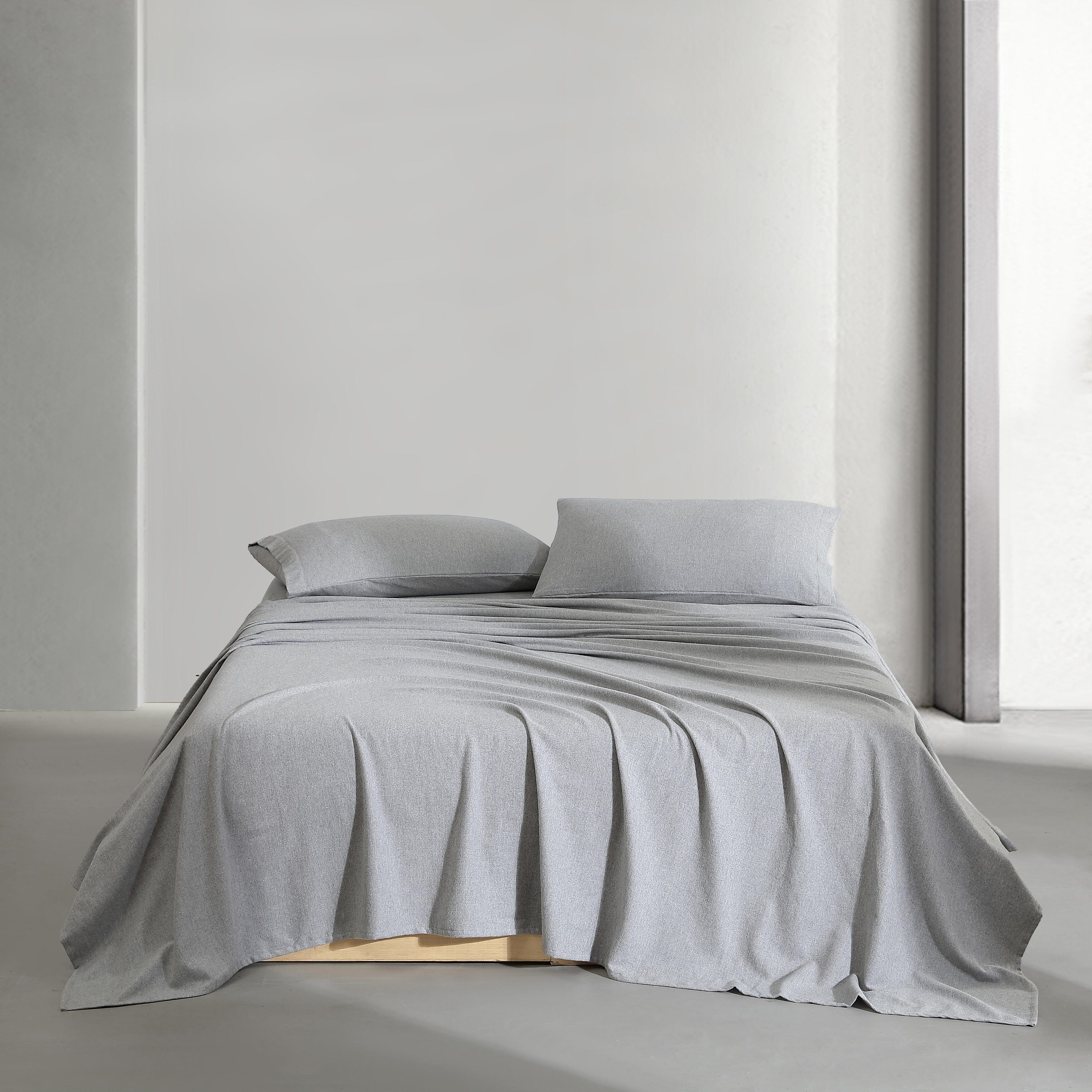 Calvin Klein Melange Cotton Flannel Solid Sheet Set | Wayfair