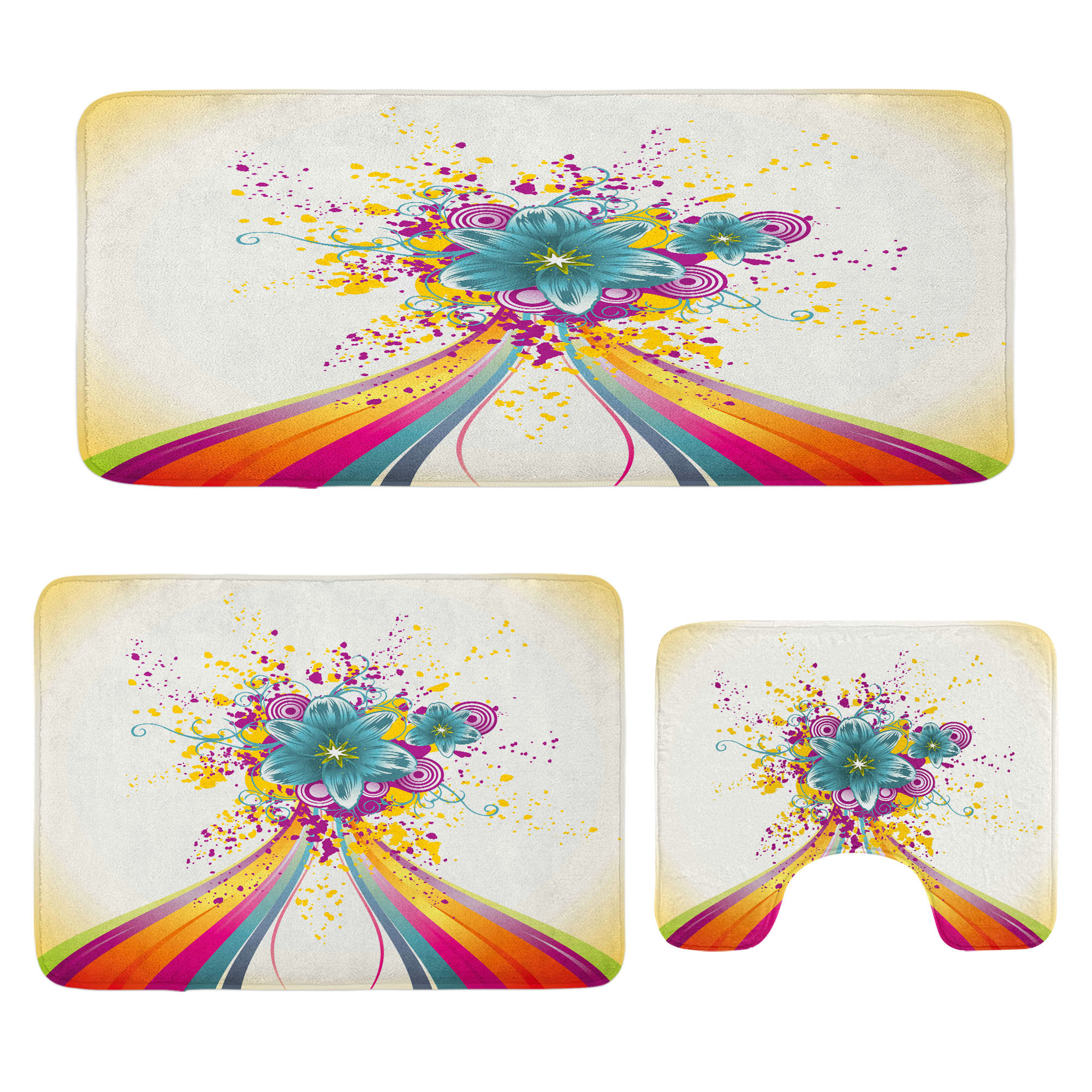 East Urban Home Modern Bathroom Rug Set 3 Pieces U-Shape & Rectangle ...