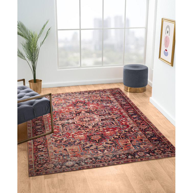 Langley Street Larrick Machine Washable Heriz Boho Powerloomed Rug ...