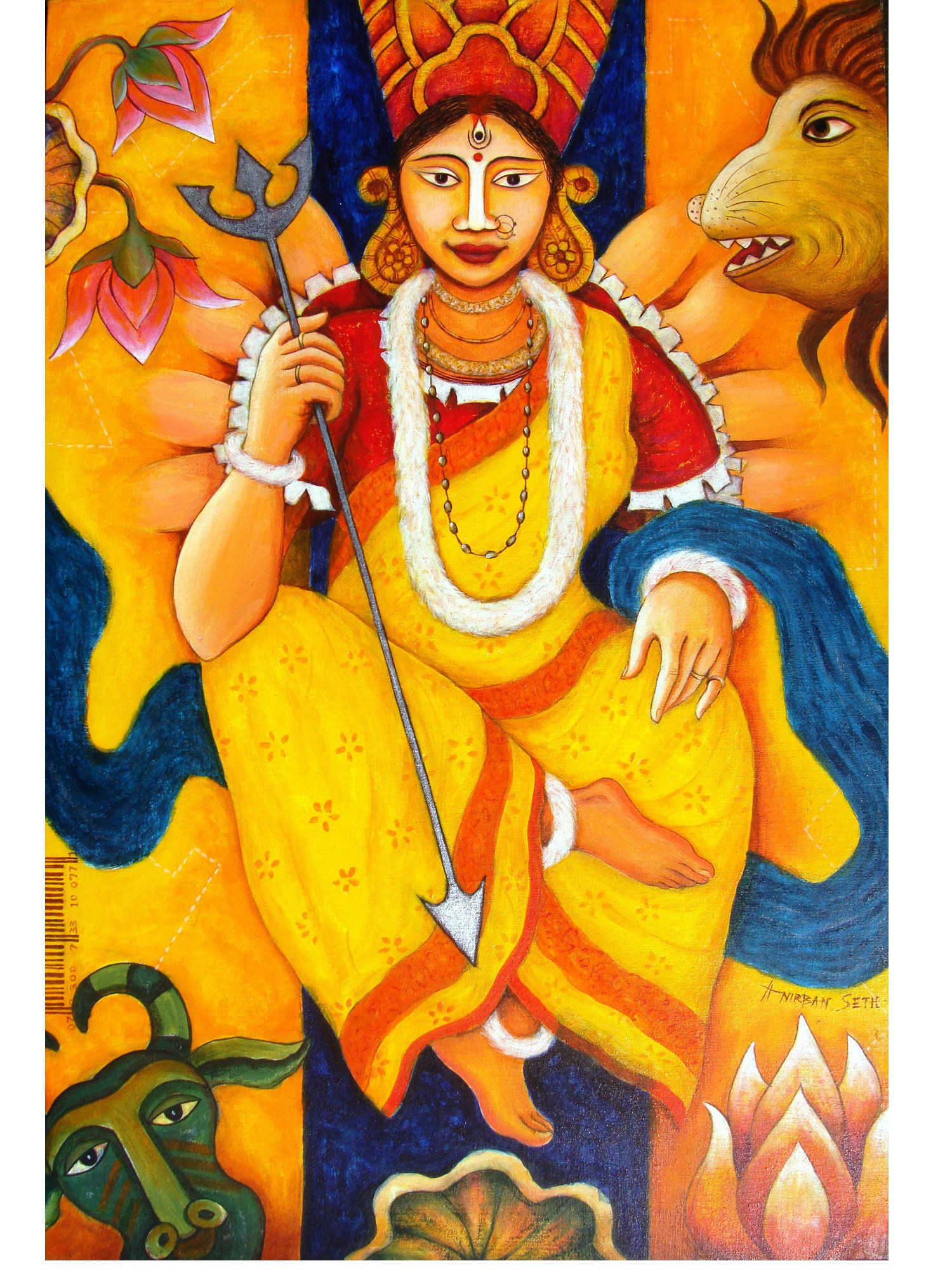 Exotic India Goddess Durga Hold Trishul | Acrylic On Canvas | By ...