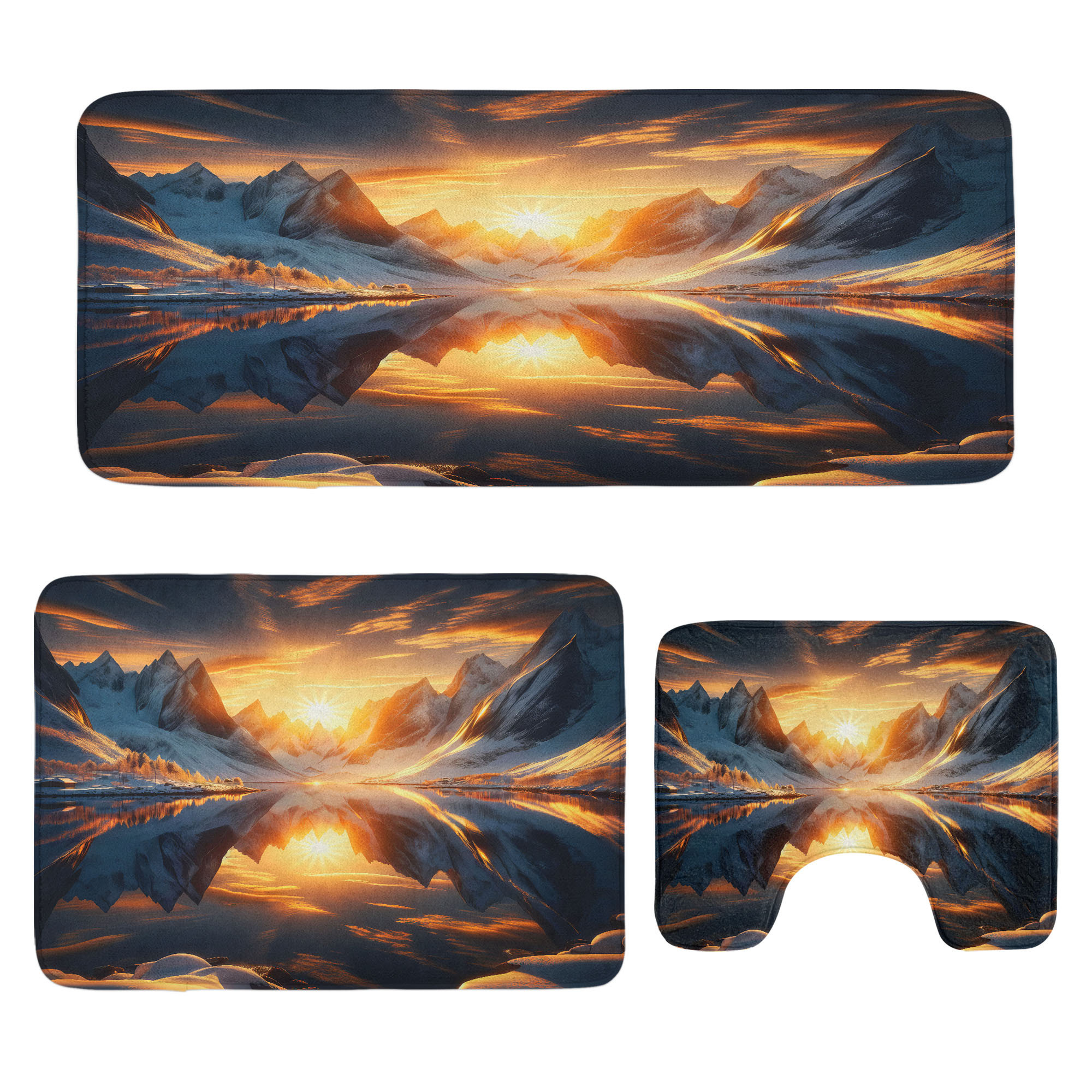 East Urban Home Lake Bathroom Rug Set 3 Pieces U-Shape & Rectangle Mats ...