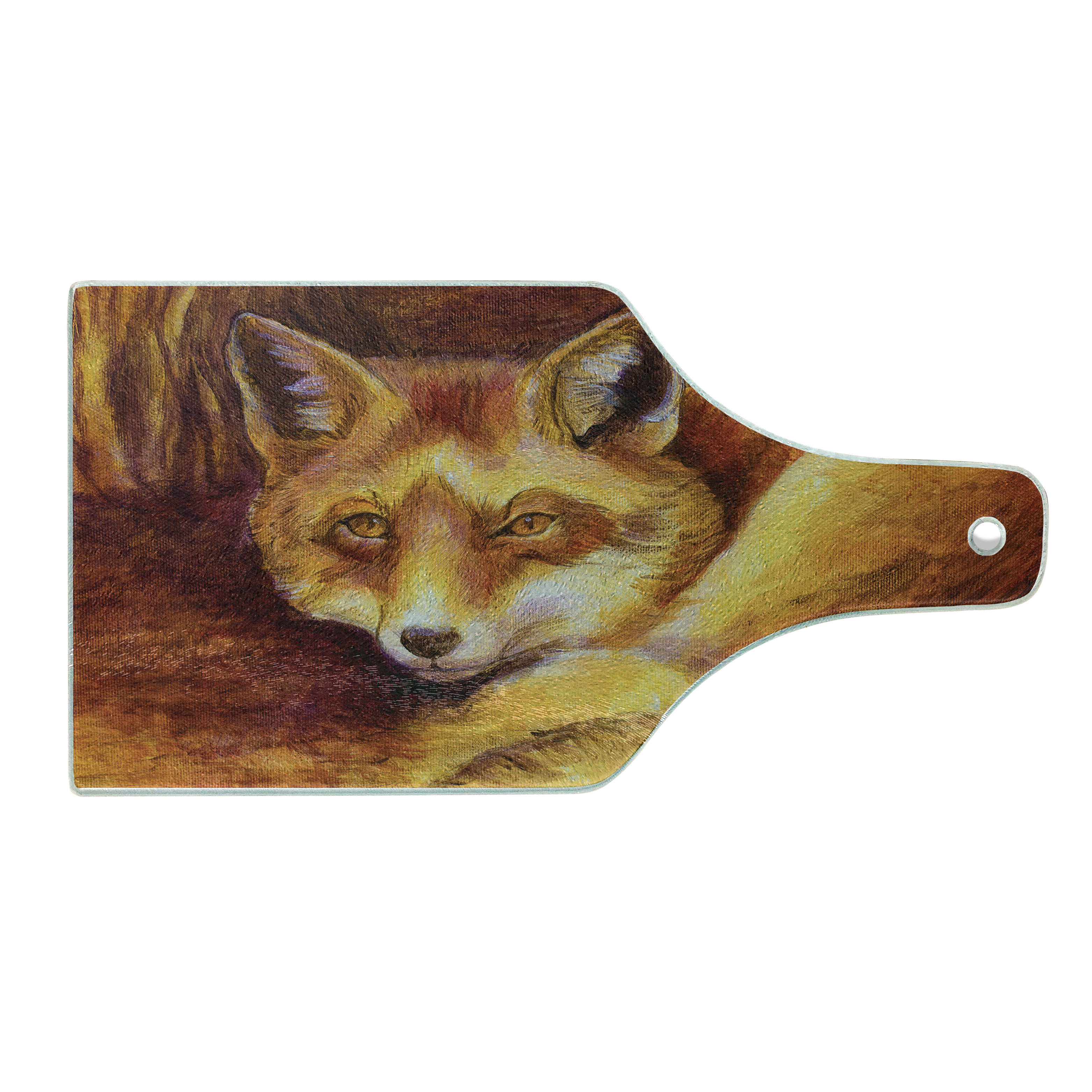 Ambesonne Fox Tempered Glass Cutting Board Vibrant Art Fox Resting ...
