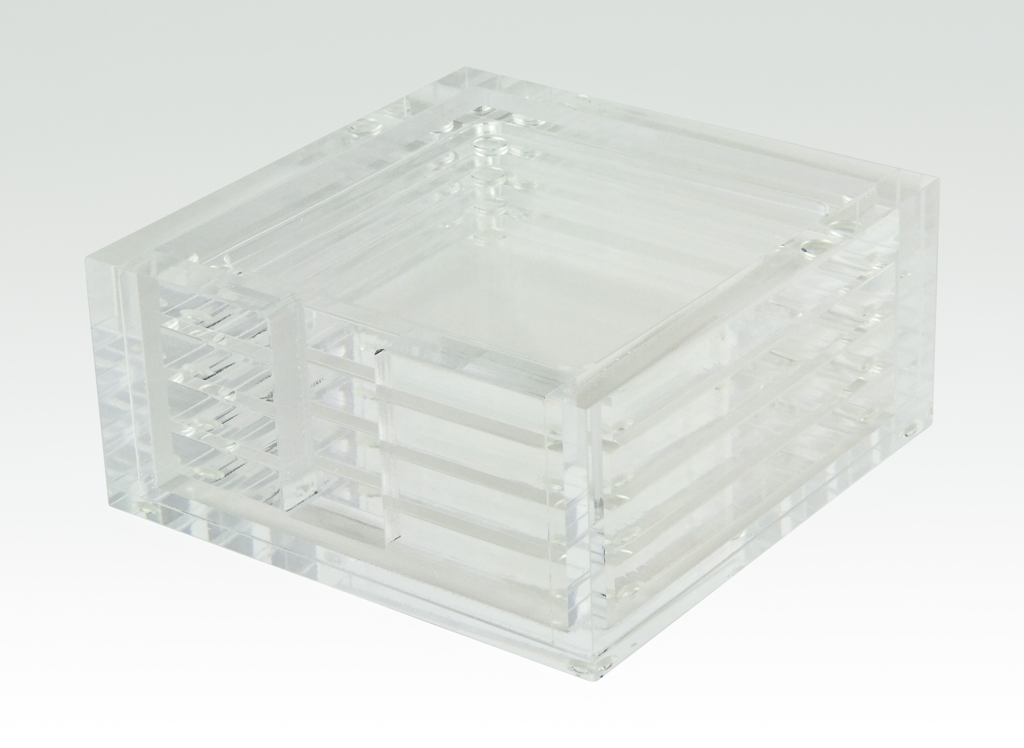 Everly Quinn Glass Square 4 Piece Coaster Set With Holder & Reviews ...