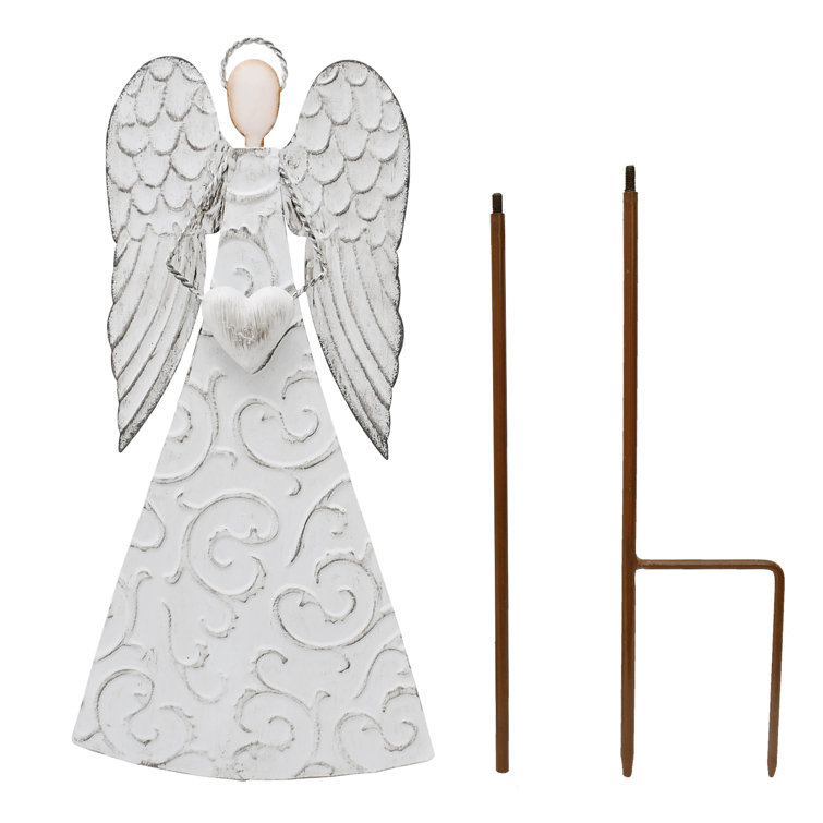 Arlmont & Co. Metal Angel Yard Stake Garden Decor Angel Garden Stake ...