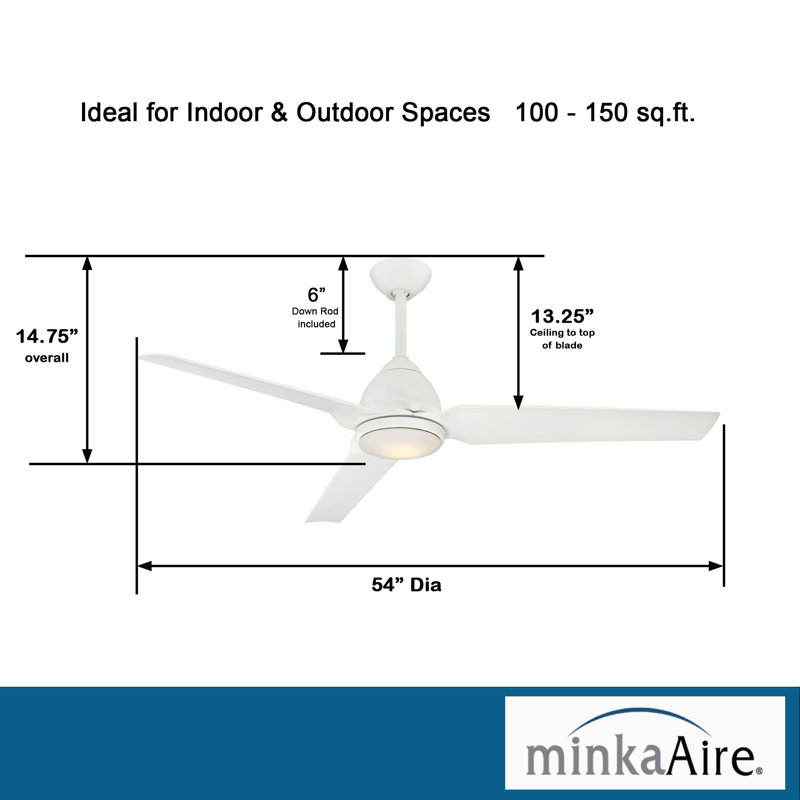 Minka Aire 54" Java 3-Blade Outdoor LED Propeller Ceiling Fan with ...