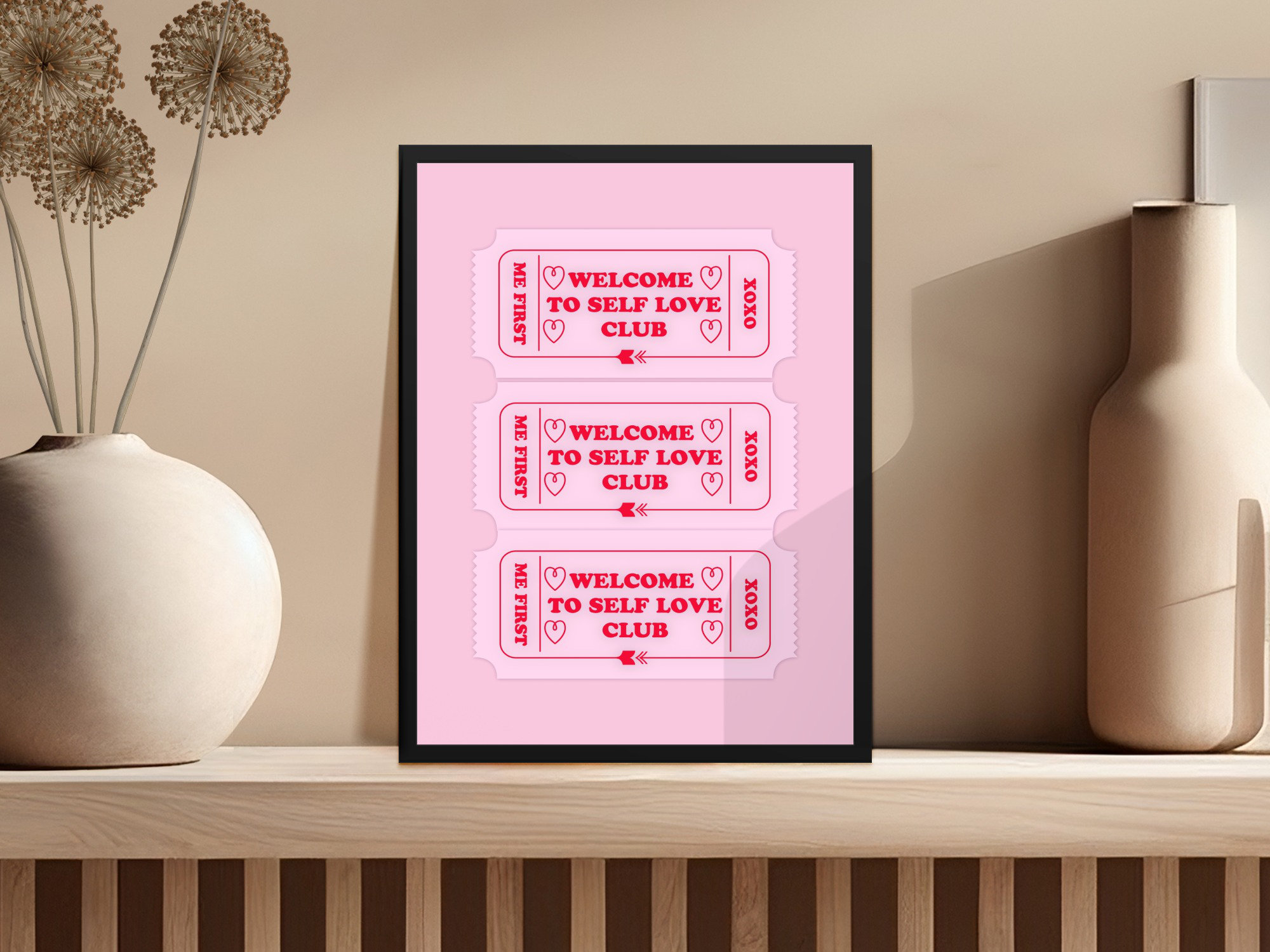 Lark Manor Welcome To Self Love Club Ticket Design Black Framed Poster | Wayfair.co.uk