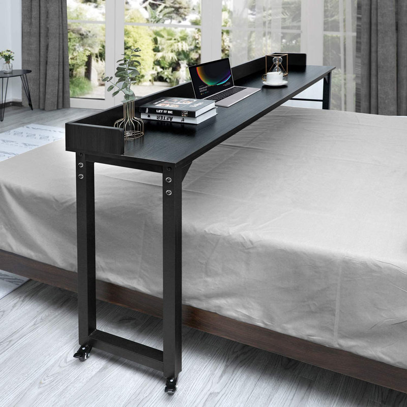 Inbox Zero Dakera 70.8'' W Overbed Table with Wheels, Rolling Bed Desk ...