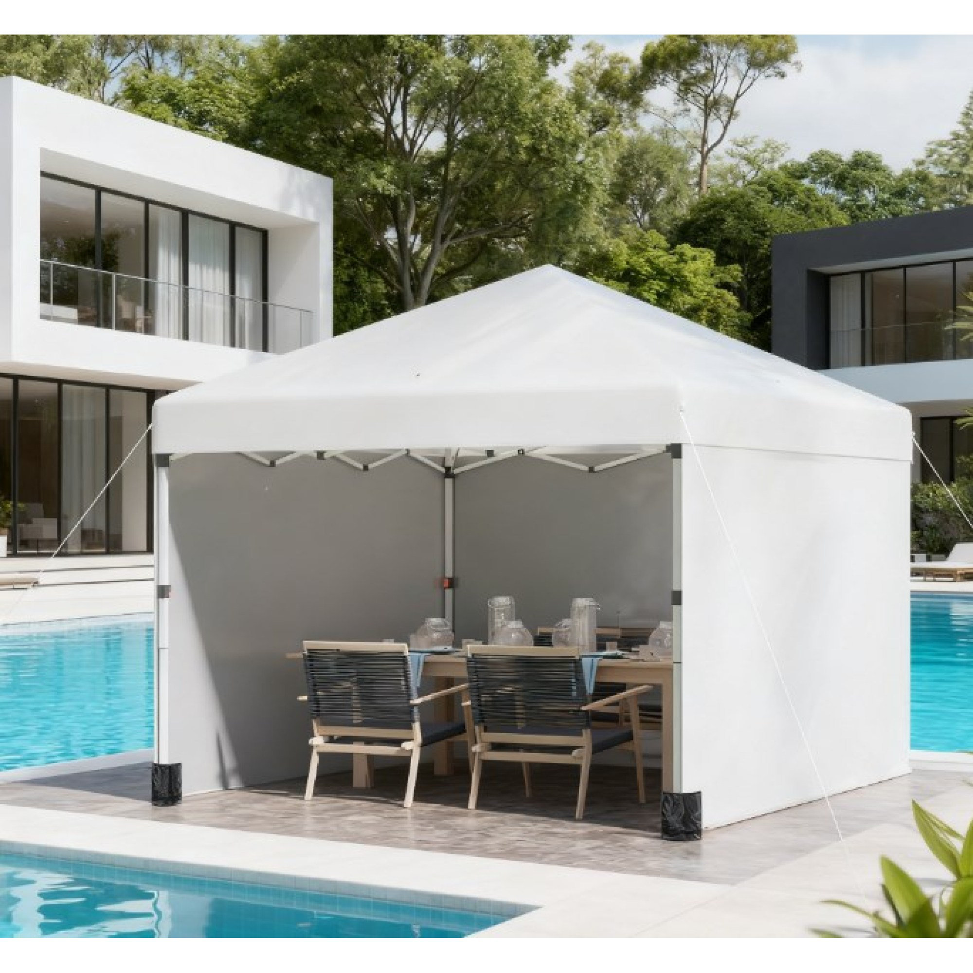 Man Wah Adjustable Steel Frame Canopies & Gazebos, Cream White Pop-up ...