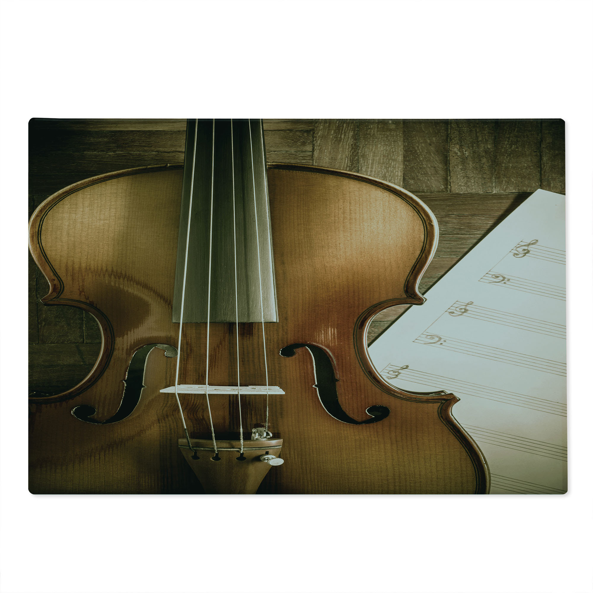 Ambesonne Violin Cutting Board Large Size Instrument and Music Sheet ...