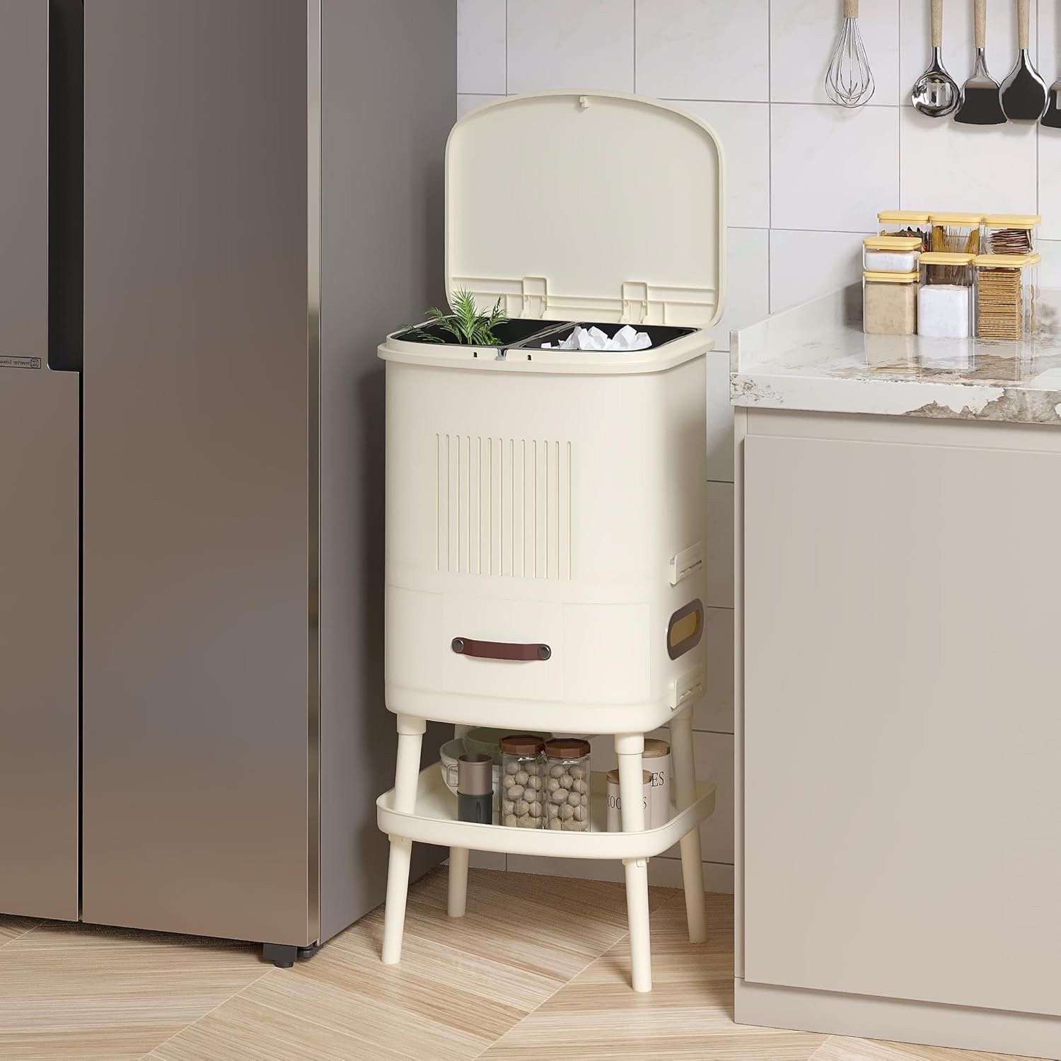 MAGBIX 12 Gal Kitchen Trash Can With Lid, Garbage Bin With Push Button ...