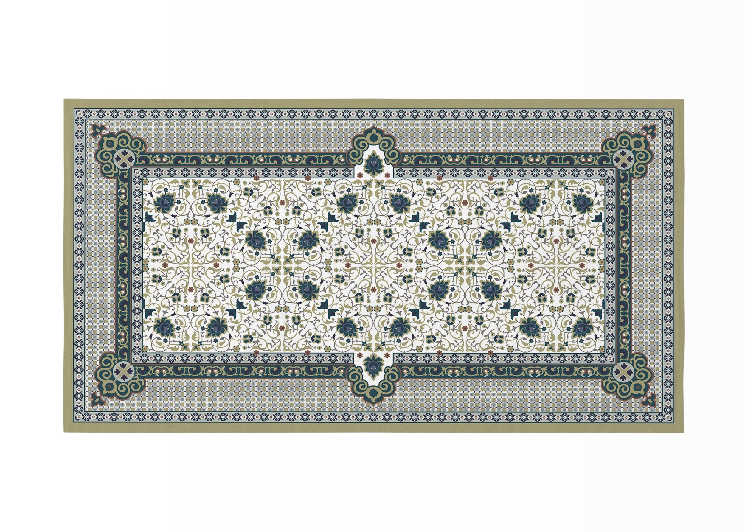 Bungalow Rose Blue And Olive Mughal Majesty Dornier Rug 118x79 | Wayfair