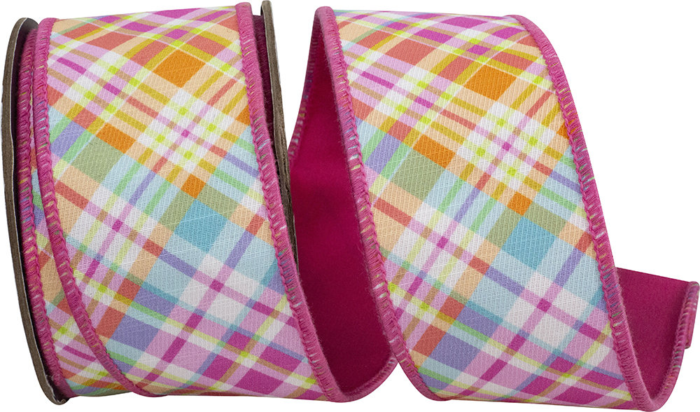 Ophelia & Co. Bright Plaid Diagonal Deluxe Backed Wired Edge Ribbon ...