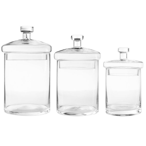 MyGift Glass 3 Piece Bathroom Storage Container & Reviews | Wayfair