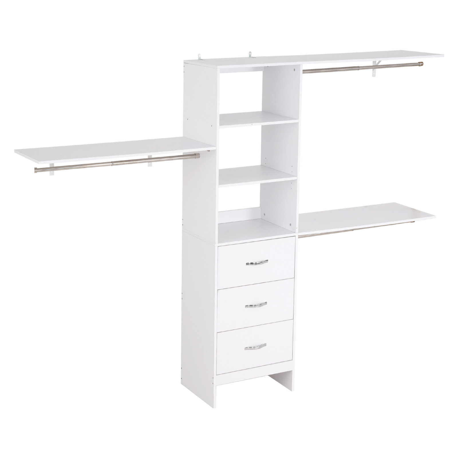Latitude Run® Closet System with 3 Drawers, Adjustable Height Wooden ...