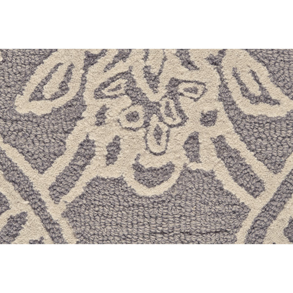 Ophelia & Co. Balfour Floral Hand-Tufted Dark Gray/Ivory Area Rug ...