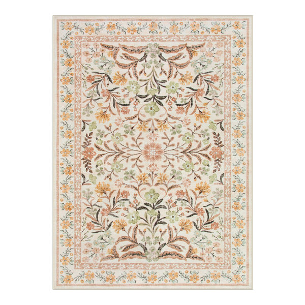 Dakota FieldsWashable Floral Area Rugs Boho Large Rugs Non-Slip for ...