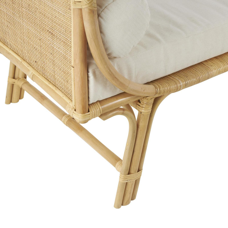 Bay Isle Home™ Cole And Grey Rattan Wrapped Bench With White Fabric ...