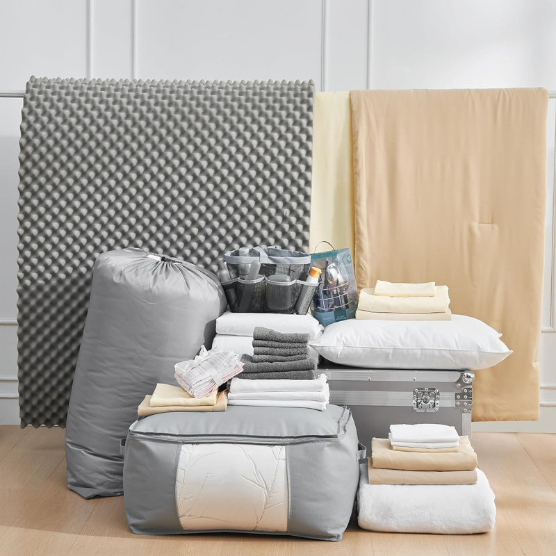 DormCo Packs 42 Piece Complete College Dorm Reversible Bedding Package ...