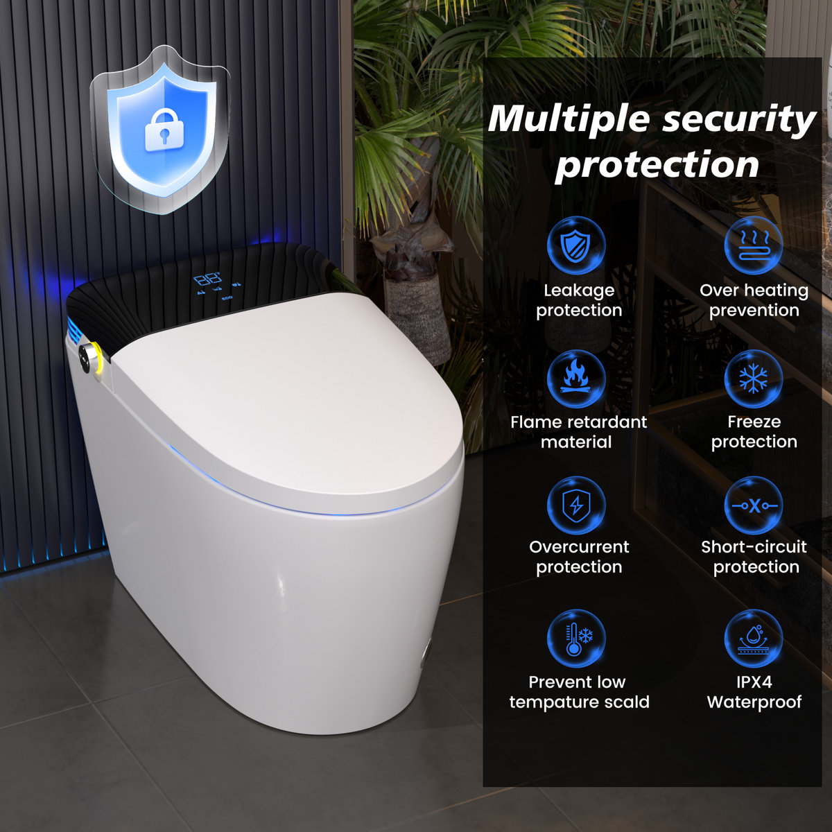 BCAN Smart Toilet with Tankless Bidet Wash, Auto Open Lid, 1.28 Gallons ...