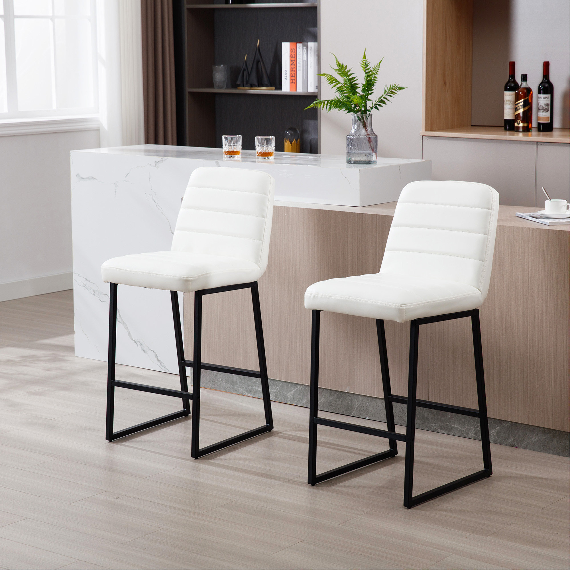 Hokku Designs Set Of 2 Stylish And Comfortable Bar Stools With Back ...