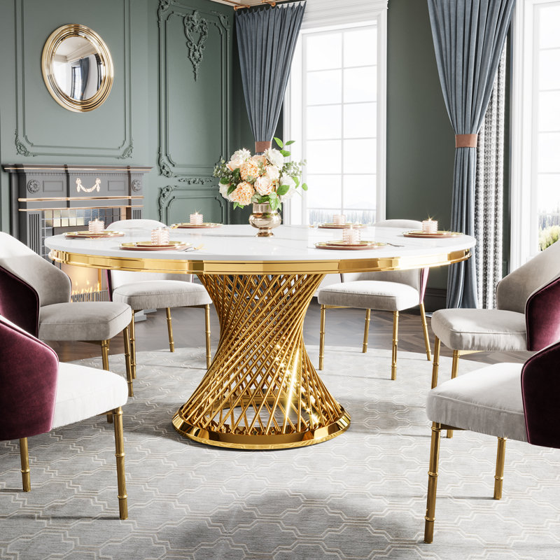 Willa Arlo™ Interiors Averill Round 59'' Dining Table, Luxury Sintered ...