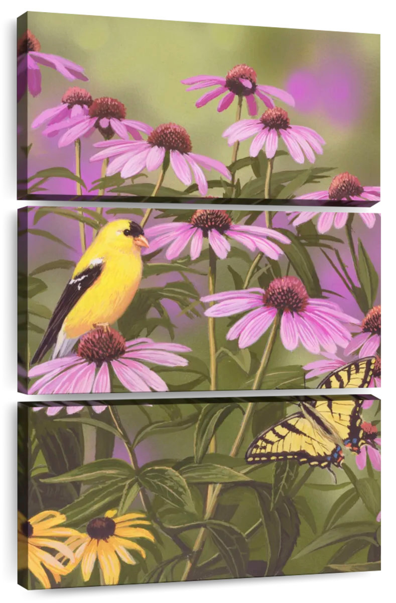 Lark Manor™ Harnek Butterfly And Finch Amongst Flowers | Wayfair