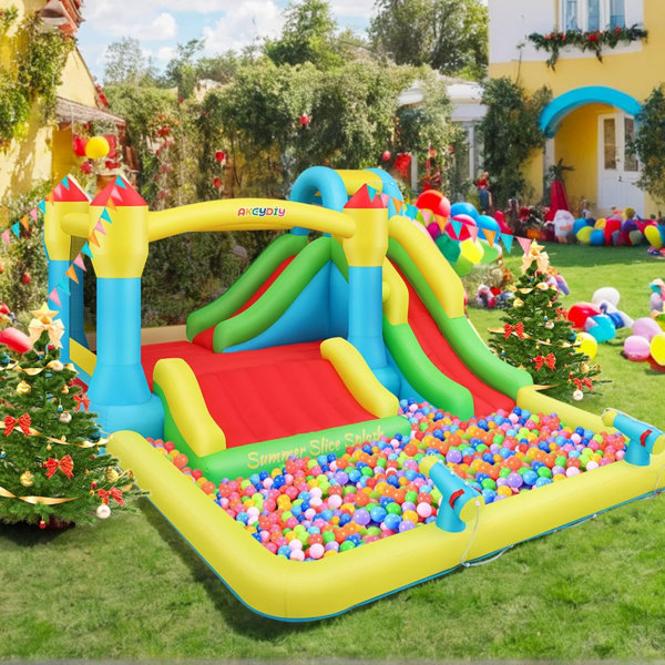 Homdox 15.6' X 11' Giant Inflatable Water Slide Bounce House With Air ...