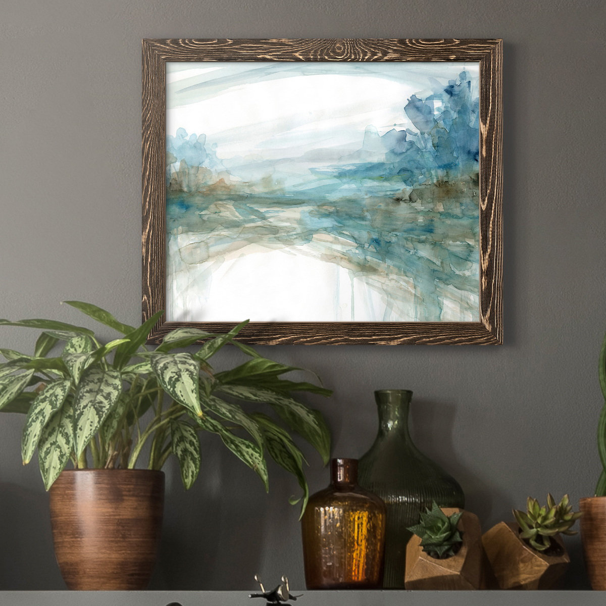Wrought Studio Watery Treeline - Picture Frame Painting Print on Canvas ...