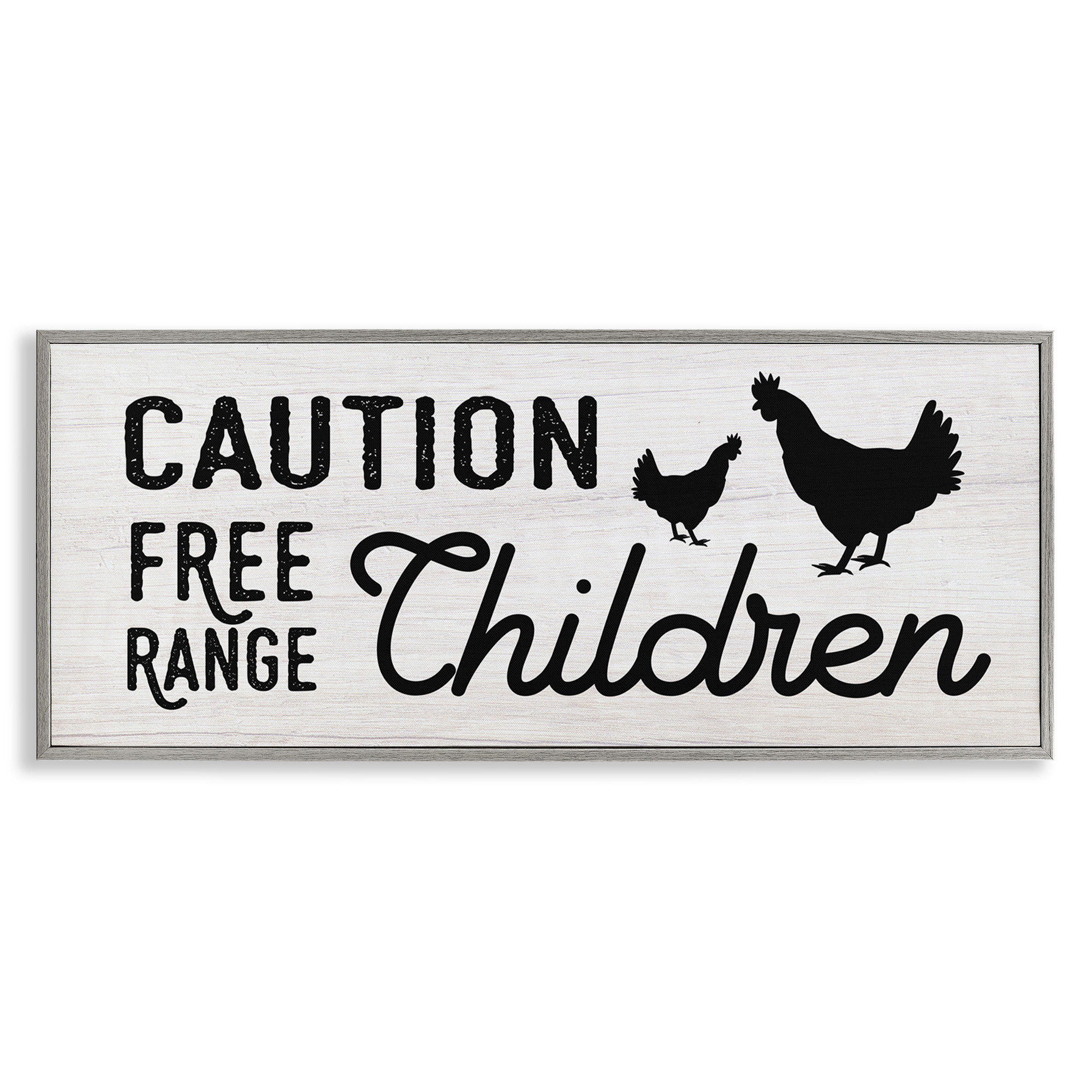Stupell Industries Caution Free Range Children Sign Family Farm Birds ...