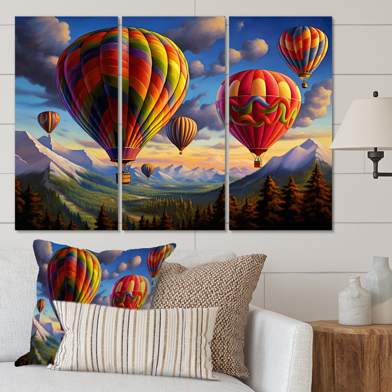 Design Art Vineyard Sunset Rows Of Ruby Landscape II On Metal 3 Pieces ...