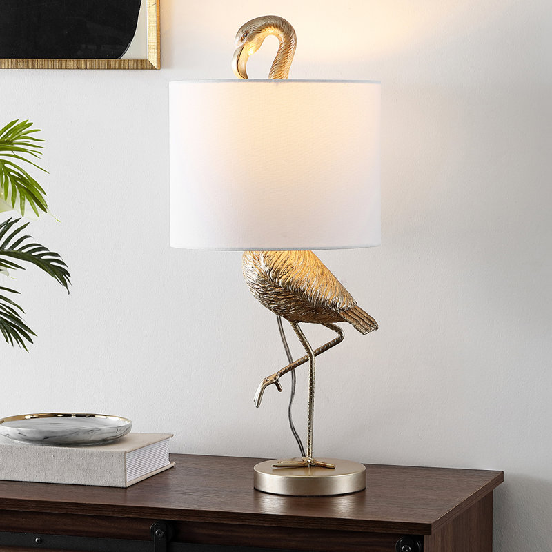 True Fine 25in Champaign Gold Novelty Flamingo Table Lamp, Metal Legs ...