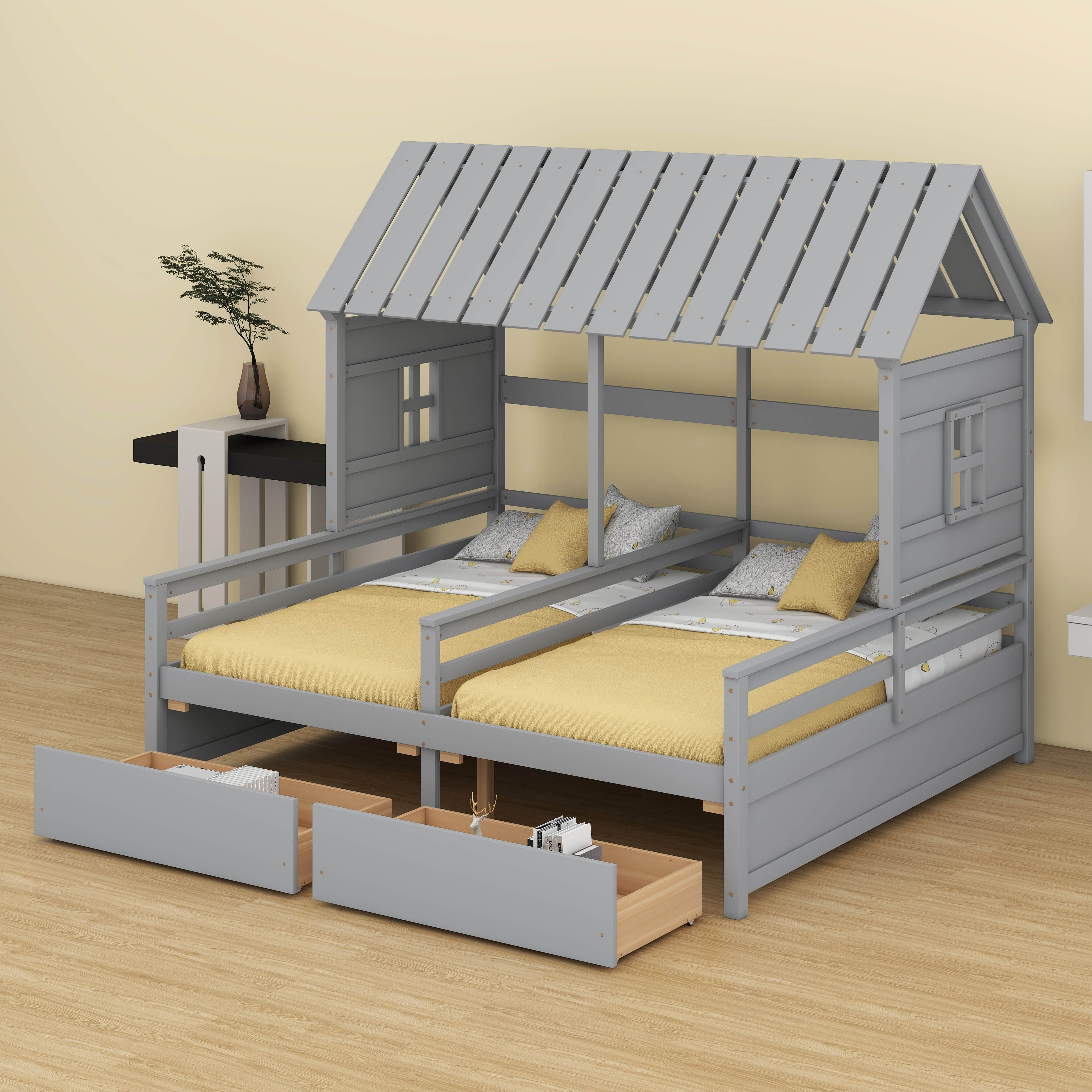 Ophelia & Co. Twin Size House Platform Beds With 2 Drawers, Consisting ...