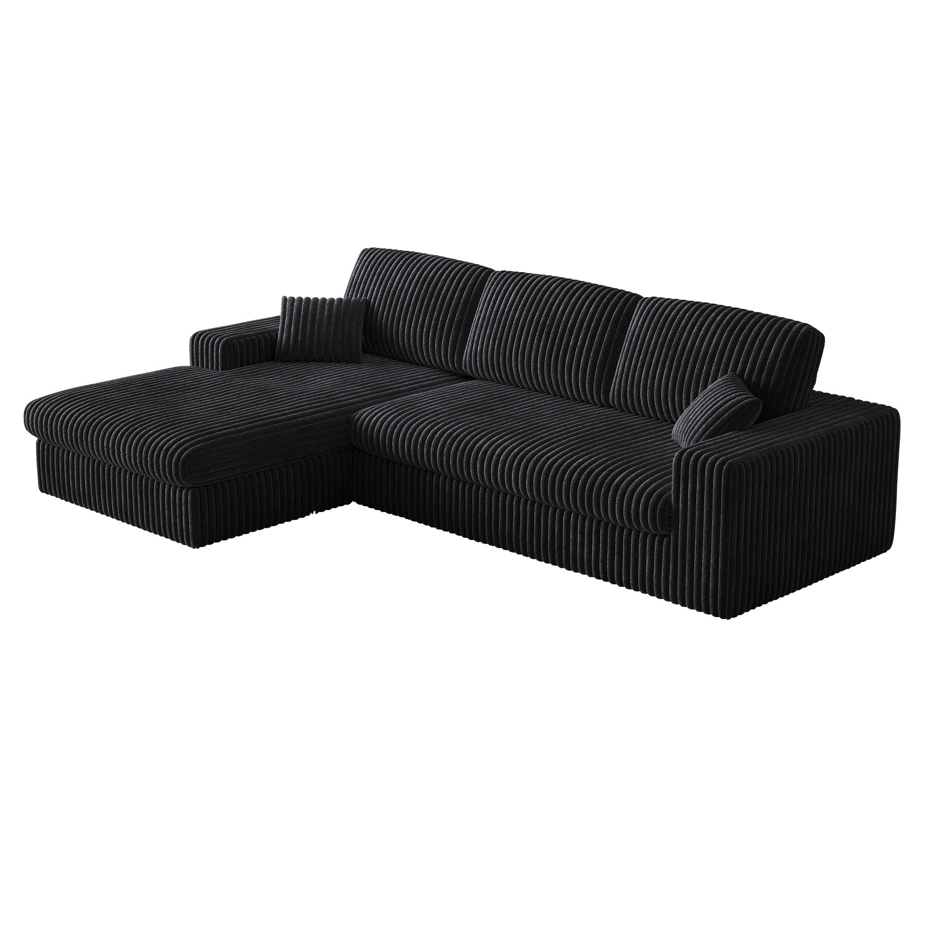 Mercer41 114.5' Corduroy 3 - Seat Modular With Adjustable Recliner, 2 In 1 Design For L Shaped ...