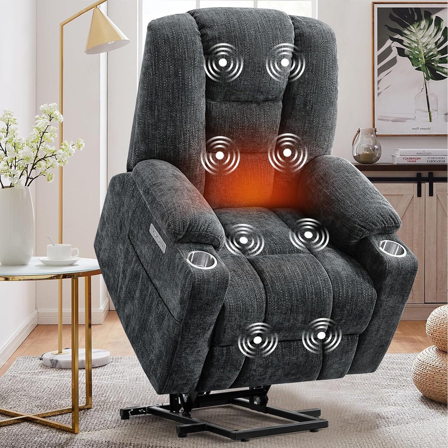 Latitude Run® Large Power Lift Recliner Chair With Massage And Heat ...