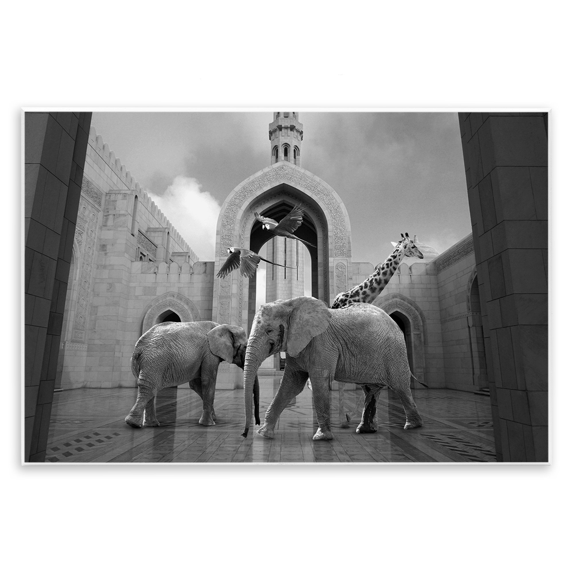 Stupell Industries Safari Animals in Arabesque Architecture Parrots ...