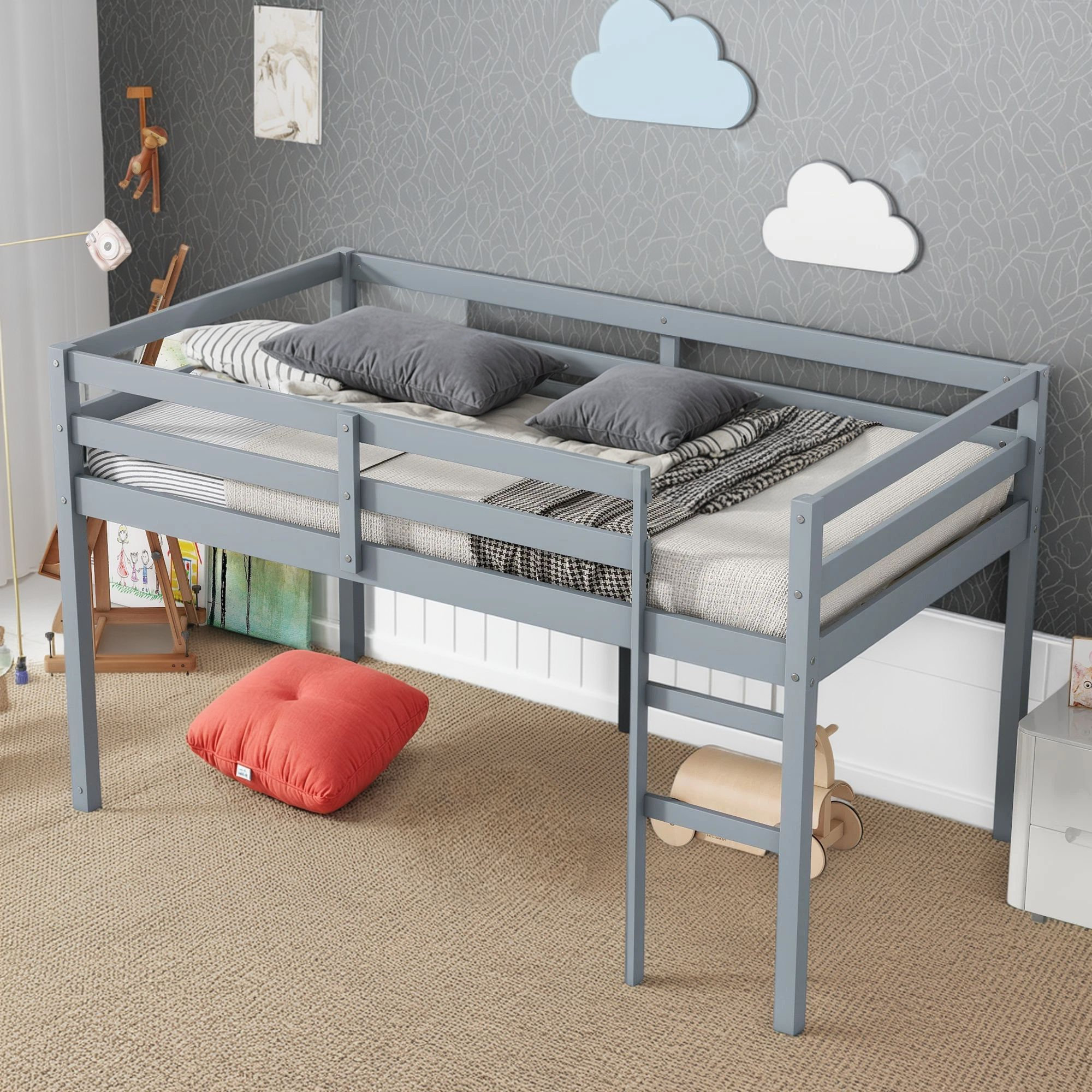 Ebern Designs The Double-Decker Loft Bed Is Made Of Solid Wood And ...