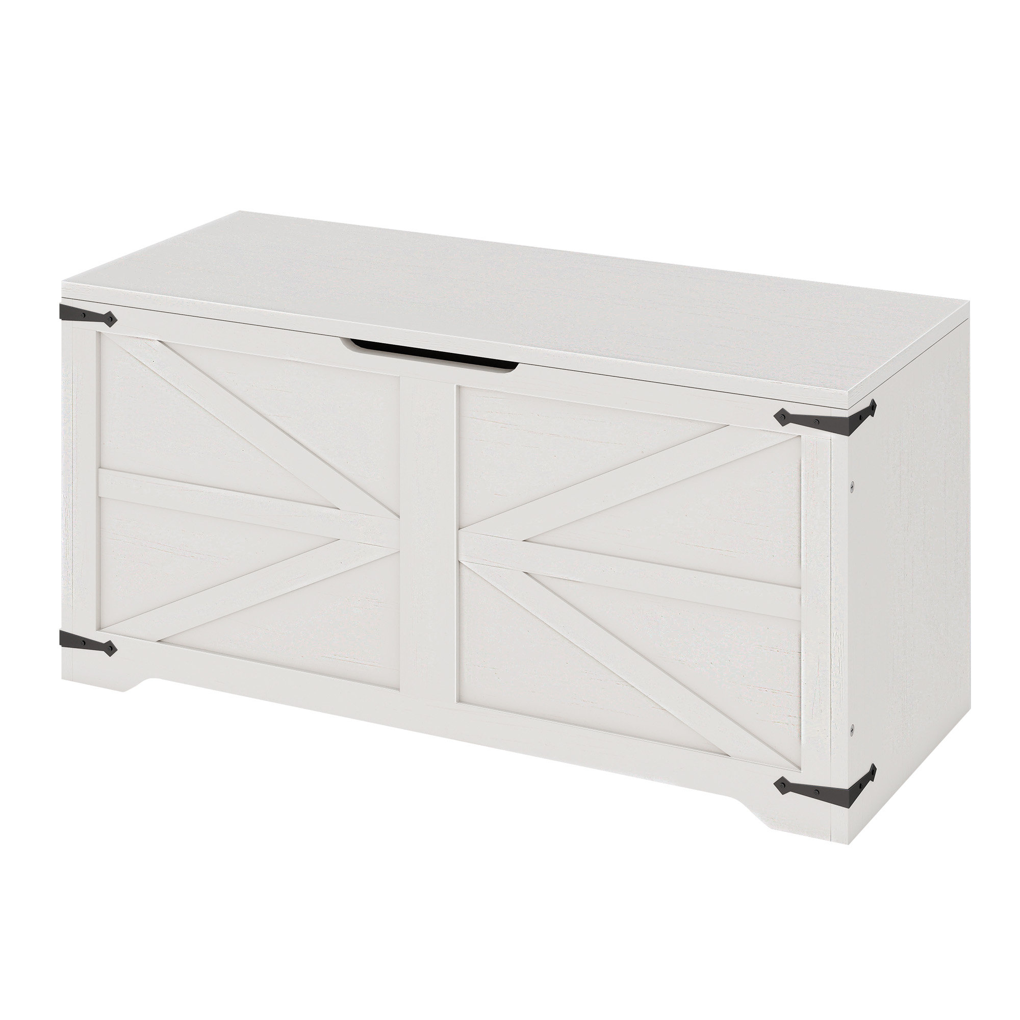 Gracie Oaks Farmhouse Wooden Storage Box Trunk Bench Chest, With Safety ...